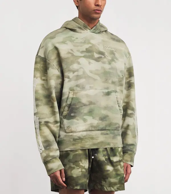 Amiri Cotton Camouflage Bones Hoodie - Green