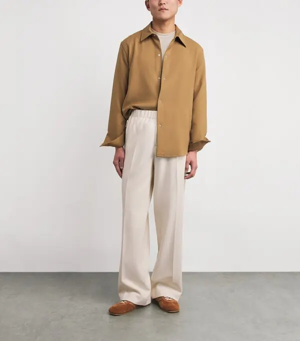 Sandro Cotton-blend Straight-fit Trousers - Beige