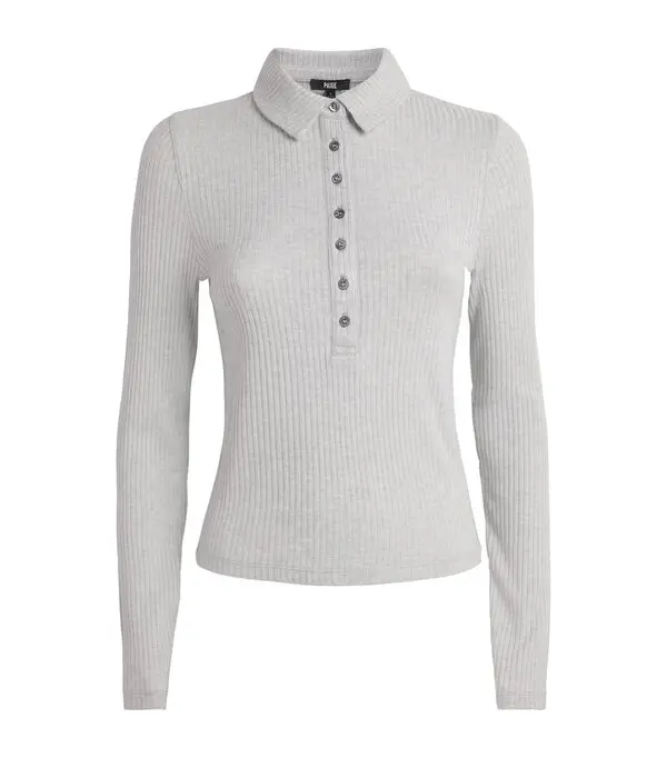 Paige Ribbed Eden Polo Top