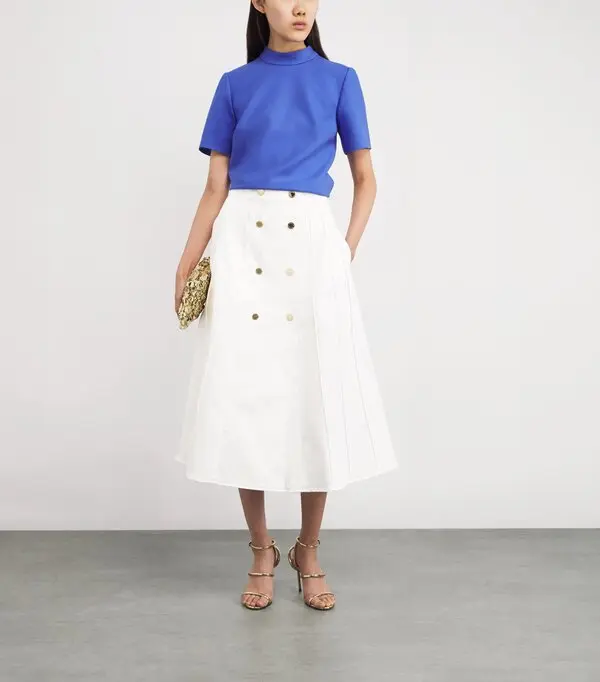 Carolina Herrera A-line Cotton-blend Midi Skirt