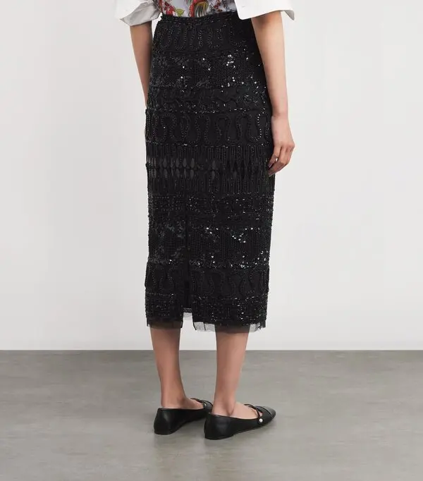 Carolina Herrera Embellished Tulle Midi Skirt