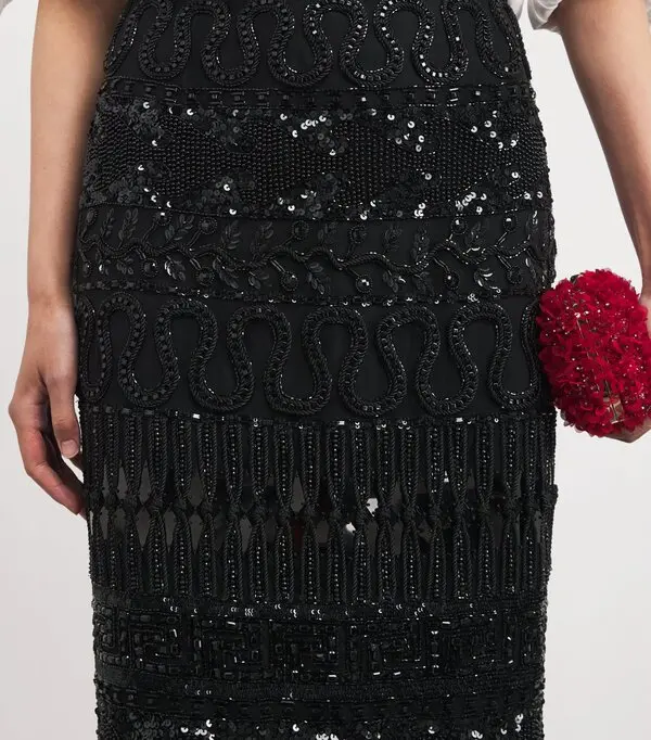 Carolina Herrera Embellished Tulle Midi Skirt
