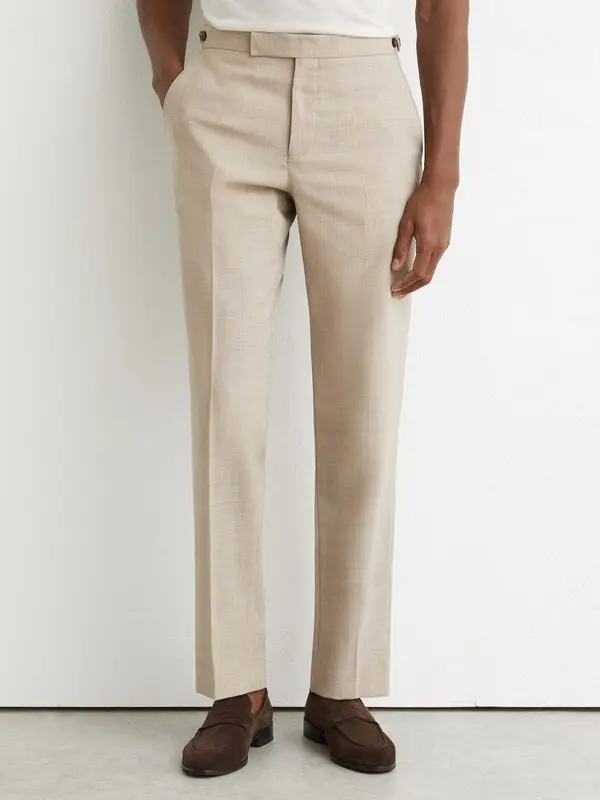REISS Fibre Wool Textured Tailored-fit Trousers