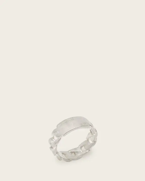 ALLSAINTS Perrie Plate Ring With Engraved Logo - Silver