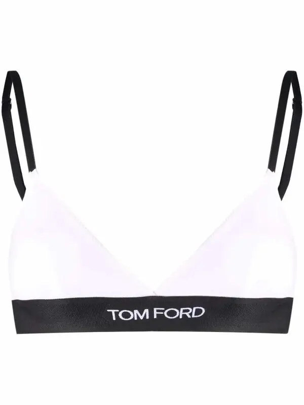 TOM FORD Triangle Bra With Logo Band - White