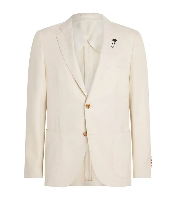 LARDINI Wool-cotton Patch Pocket Blazer