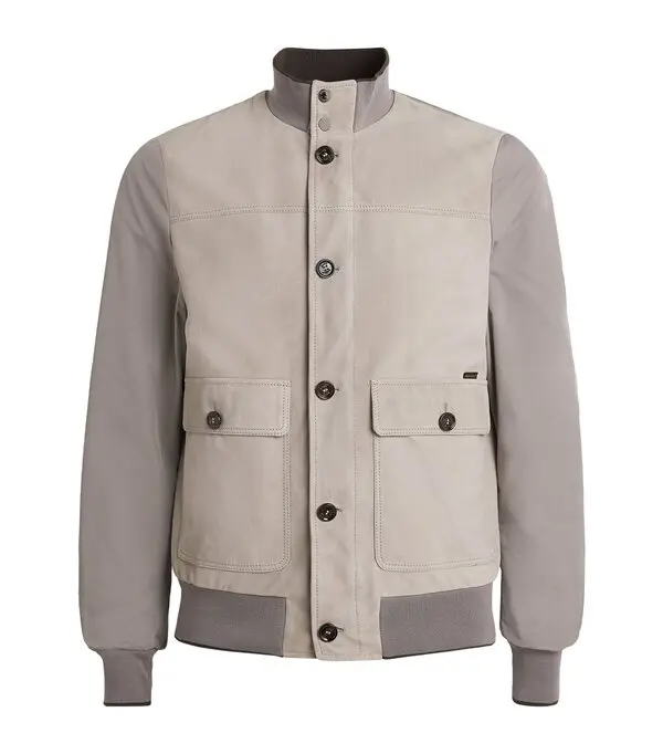 MOORER Suede-front Kant Bomber Jacket