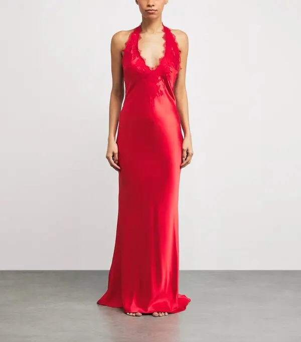 chinese dress ladies Crimson Red Maxi Slip Dress