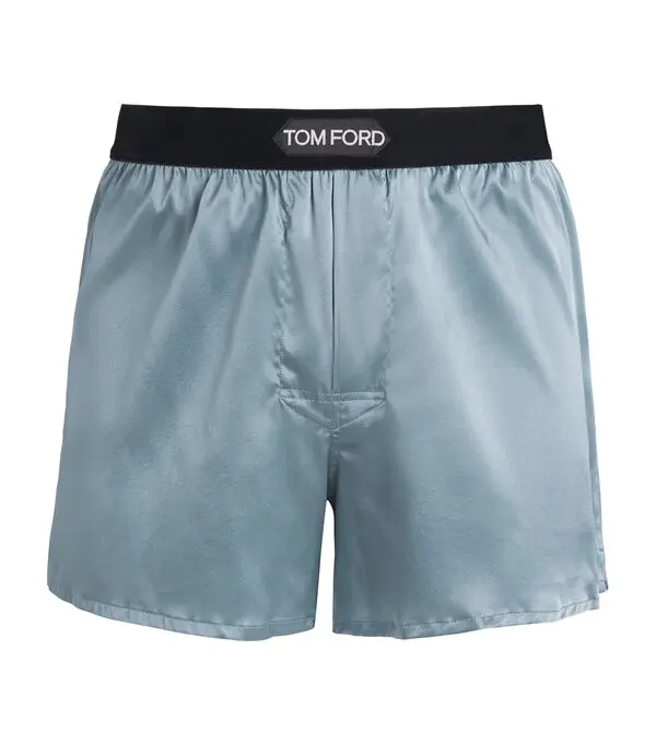 TOM FORD Stretch-silk Printed Boxer Shorts - Green