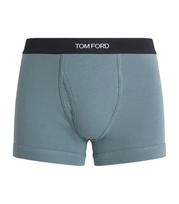 TOM FORD Stretch-cotton Logo Boxers - Green