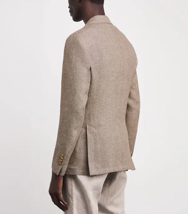 LARDINI Linen-wool Patch Pocket Blazer - Brown
