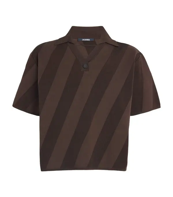 Jacquemus Cropped Stripe Polo Shirt - Brown
