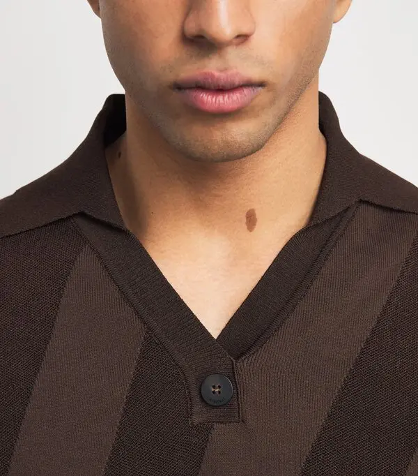 Jacquemus Cropped Stripe Polo Shirt - Brown