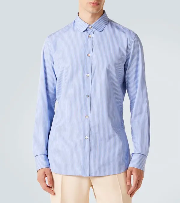 Valentino Garavani Striped Cotton Shirt - Blue