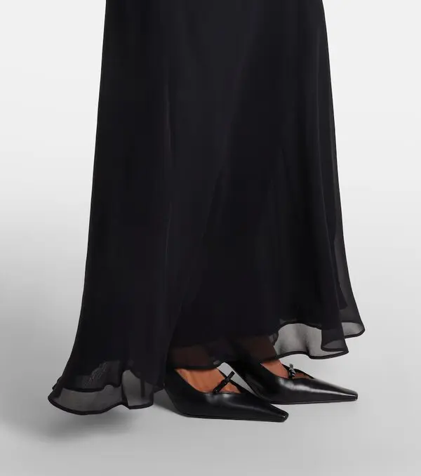 Alessandra Rich Feather-trimmed Silk Georgette Gown
