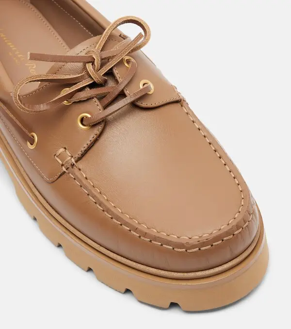 GIANVITO ROSSI Olonne Leather Boat Shoes