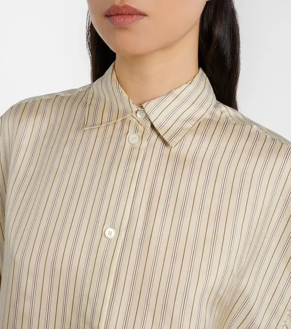 TOTEME Striped Silk Shirt - Beige
