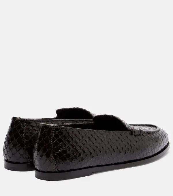 AQUAZZURA College Snake-effect Leather Loafers
