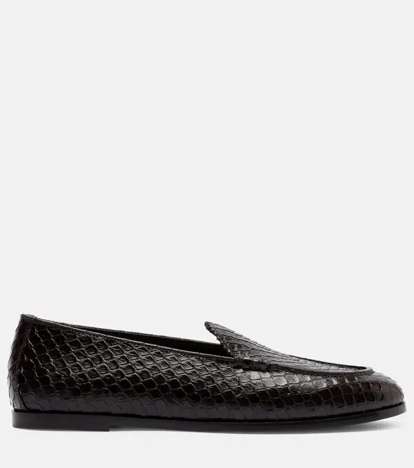AQUAZZURA College Snake-effect Leather Loafers