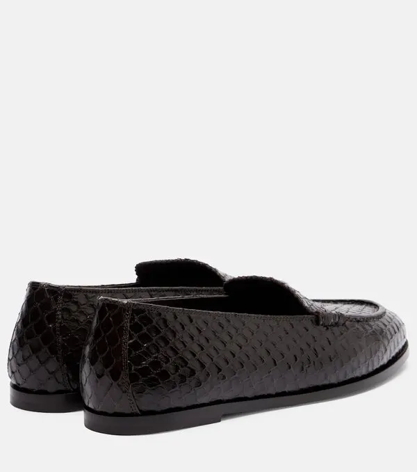 AQUAZZURA College Snake-effect Leather Loafers