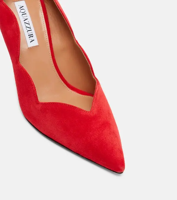 AQUAZZURA Petal 85 Suede Pumps - Red