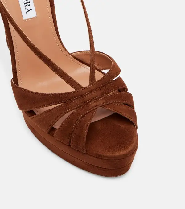 AQUAZZURA Aimée 130 Suede Platform Sandals