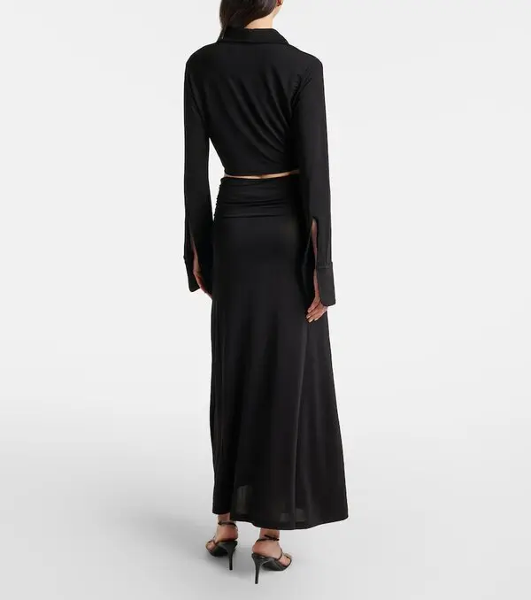 AYA MUSE Freya Draped Maxi Skirt - Black