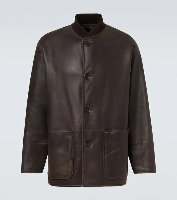 A.PRESSE Shearling-lined Leather Jacket