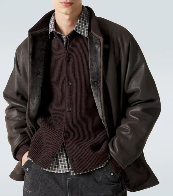 A.PRESSE Shearling-lined Leather Jacket
