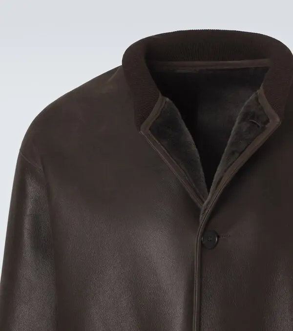 A.PRESSE Shearling-lined Leather Jacket