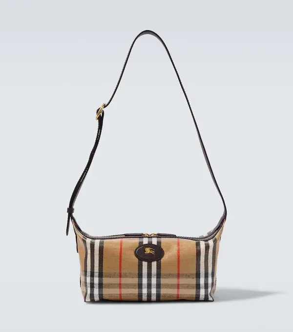 Burberry Check Canvas Shoulder Bag - Beige