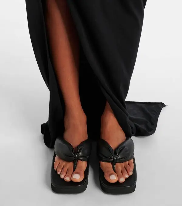 Rick Owens Leather Platform Thong Sandals