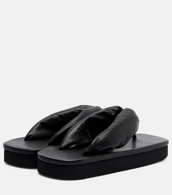Rick Owens Leather Platform Thong Sandals