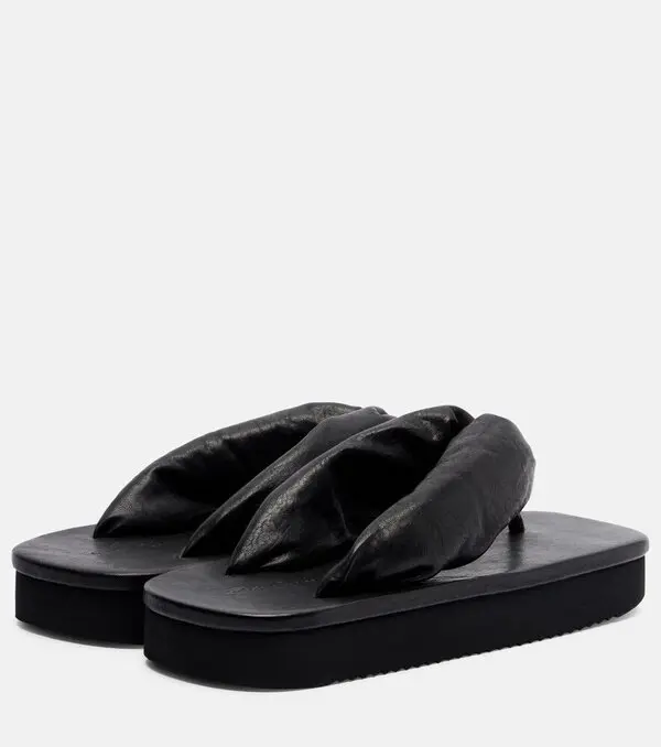 Rick Owens Leather Platform Thong Sandals