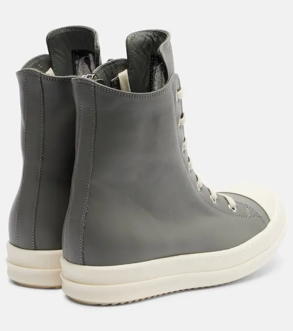 Rick Owens Leather High-top Sneakers - Grey