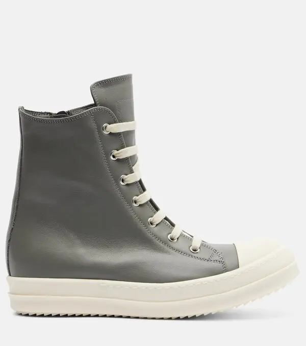 Rick Owens Leather High-top Sneakers - Grey
