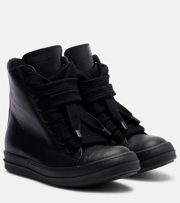 Rick Owens Jumbolace Leather Sneakers - Black