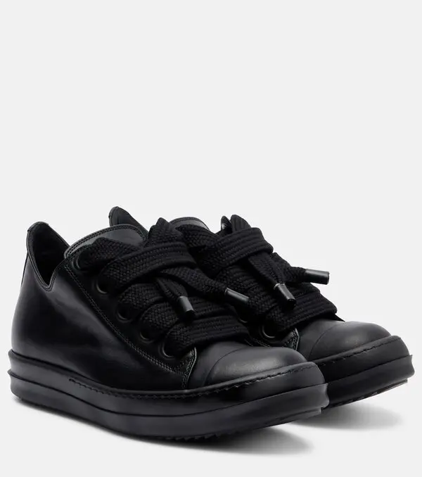Rick Owens Jumbolace Leather Sneakers - Black