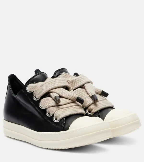 Rick Owens Jumbolace Leather Sneakers - Black