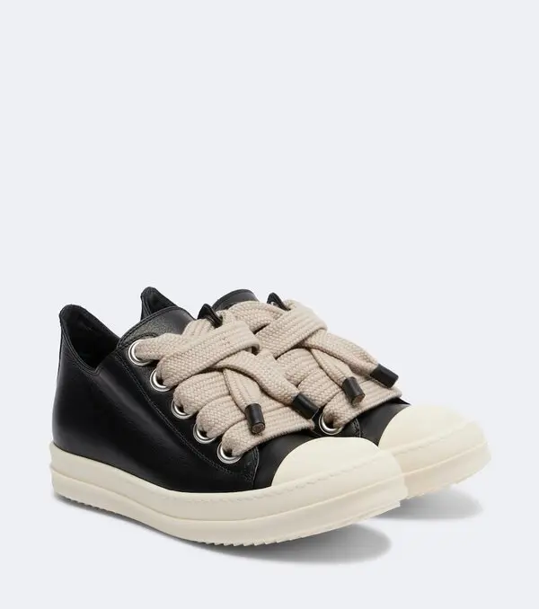Rick Owens Jumbolace Leather Sneakers - Black