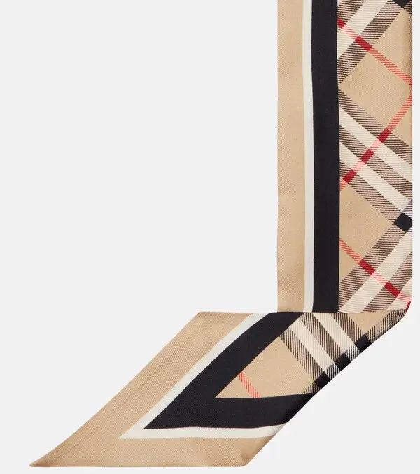 Burberry Check Silk Scarf - Beige