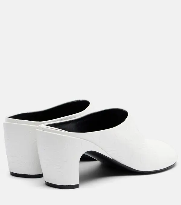 Dries Van Noten Debossed Leather Mules - White