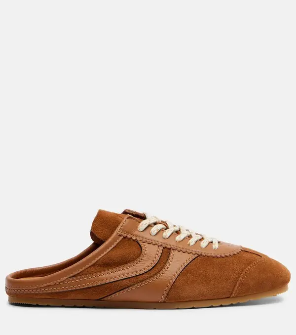 Dries Van Noten Leather-trimmed Suede Sneakers - Brown