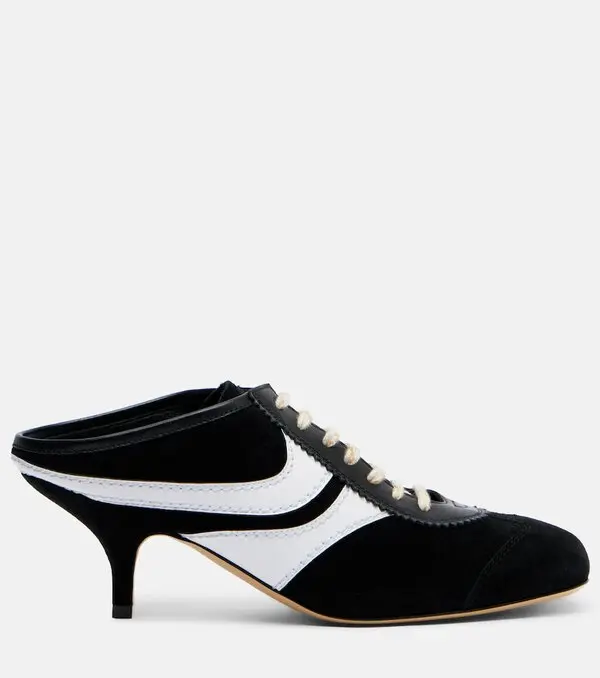 Dries Van Noten 65" Suede Mules - Black