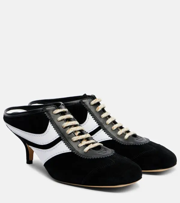 Dries Van Noten 65" Suede Mules - Black