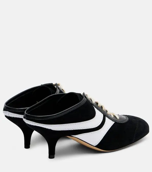 Dries Van Noten 65 Leather-trimmed Suede Mules - Black