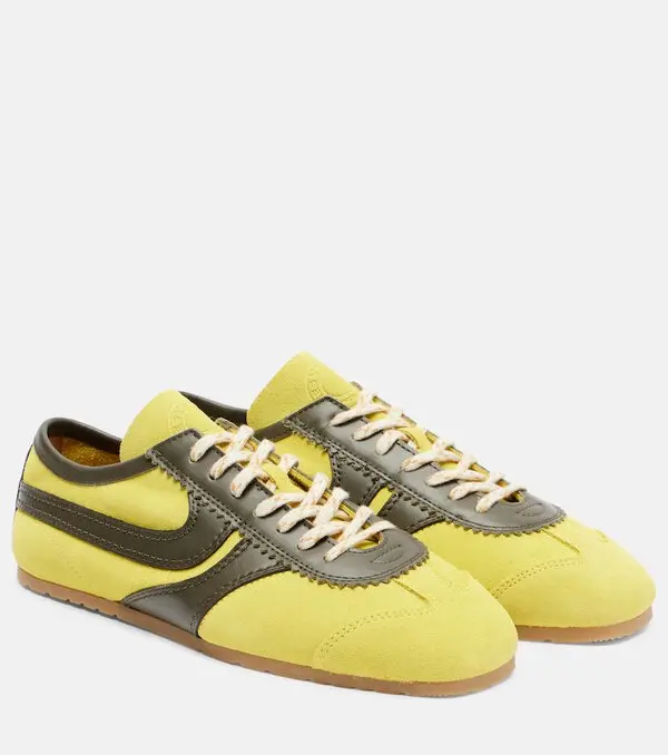 Dries Van Noten Leather-trimmed Suede Sneakers - Yellow