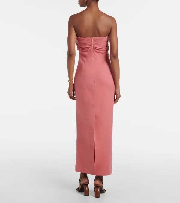 Tove Rahel Linen And Cotton-blend Maxi Dress - Pink