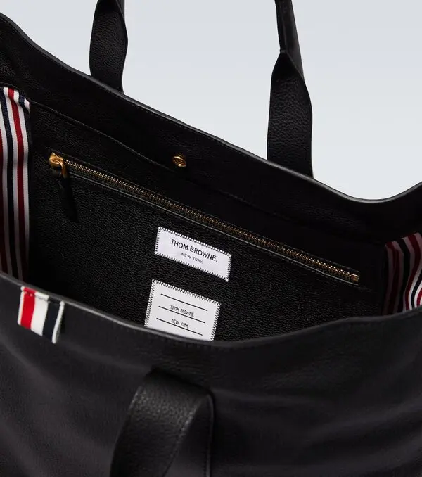 Thom Browne Leather Tote Bag - Black
