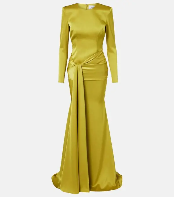 Alex Perry Draped Sash Satin Crêpe Gown